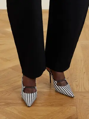 Alaïa Checked Canvas Slingback Pumps