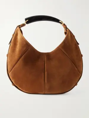 Saint Laurent Mombasa Paneled Leather-trimmed Suede Shoulder Bag - Brown