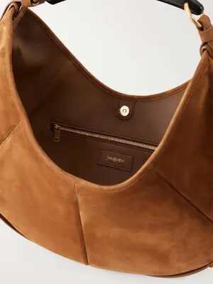 Saint Laurent Mombasa Paneled Leather-trimmed Suede Shoulder Bag - Brown