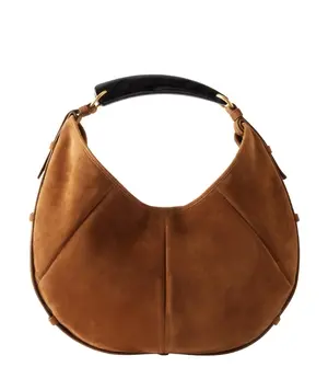 Saint Laurent Mombasa Paneled Suede Shoulder Bag - Brown