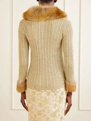 Saint Laurent Shearling-trimmed Lurex Cardigan