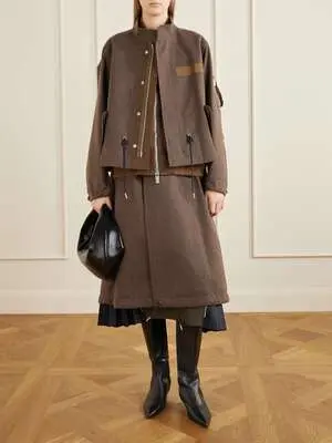 Sacai Shell-trimmed Wool-flannel Coat