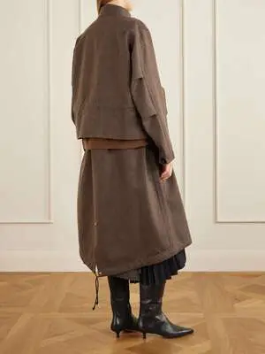 Sacai Shell-trimmed Wool-flannel Coat