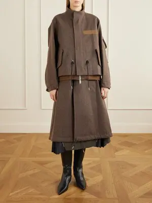 Sacai Wool-flannel Coat With Contrasting Trim
