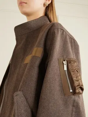 Sacai Wool-flannel Coat With Contrasting Trim