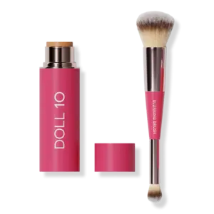 DOLL 10 Peptide Blur Stick Foundation With Blurring Brush - Tan/deep