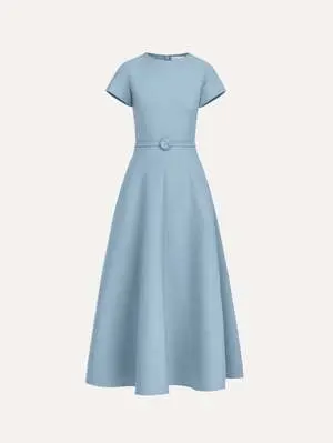 Oscar De La Renta Wool Cap Sleeve Dress - Blue