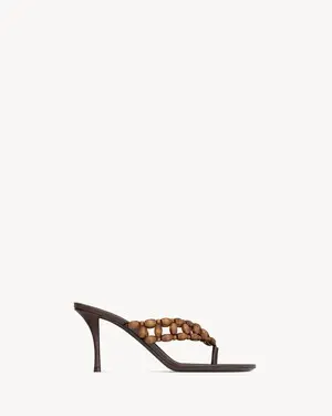 Saint Laurent Zina Sandals In Wooden Beads