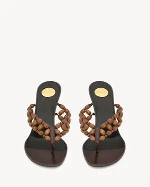 Saint Laurent Zina Sandals In Wooden Beads