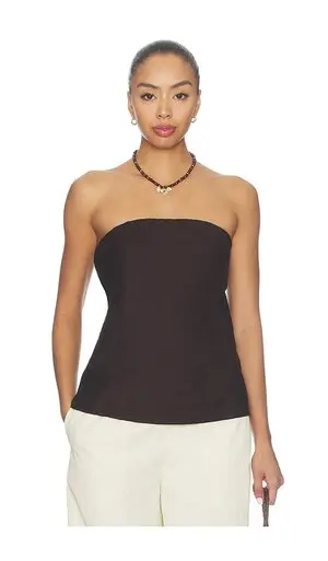 Donni. Linen Tube Top - Espresso