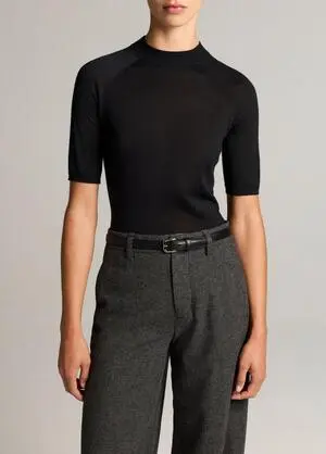 Vince Women's Cashmere-silk Mock-neck Raglan Sweater Black