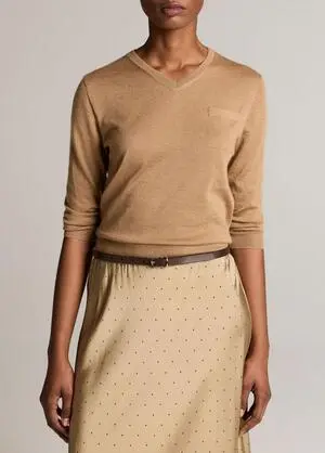 Vince Cashmere-silk Pocket V-neck Sweater - Carmello