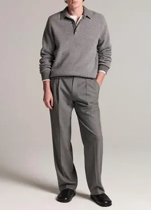 Vince Louie Relaxed Twill Double-pleated Trousers - Medium Heather Grey