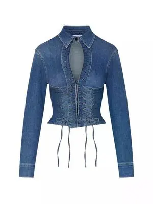 Liu Jo Lace-up Denim Jacket - Blue