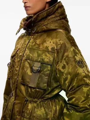 Pinko Camouflage Print Hooded Coat