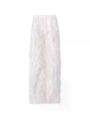 Pinko Feather-trim Crystal Embellished Trousers - Neutrals