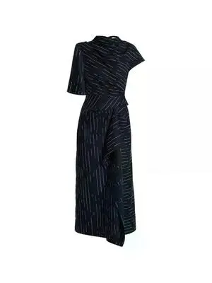 Erdem Striped Draped Midi Dress