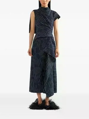 Erdem Striped Draped Midi Dress
