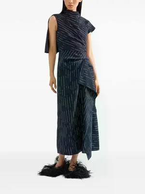 Erdem Striped Draped Midi Dress