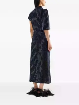 Erdem Striped Draped Midi Dress