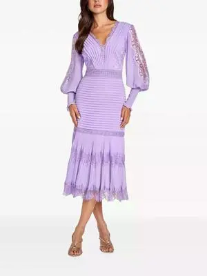 Tadashi Shoji Nyssa Lace-trimmed Pleated Midi Dress - Purple