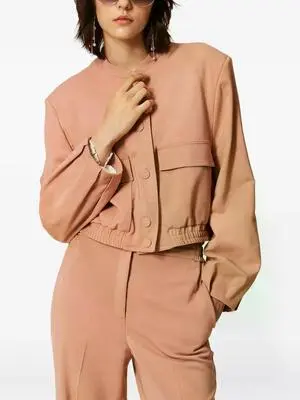 TWINSET Twill Bomber Jacket With Pockets