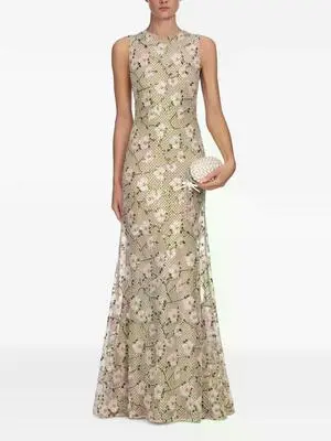 SELF-PORTRAIT Rhinestone Floral-print Maxi Dress