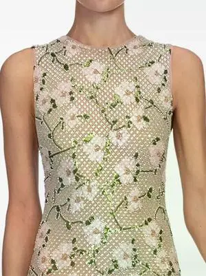 SELF-PORTRAIT Rhinestone Floral-print Maxi Dress
