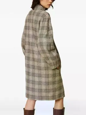 TWINSET Chequered Wool Cloth Coat With Sequins