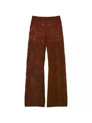 TWINSET Jacquard Alpaca Blend Knit Trousers With Lace Detailing