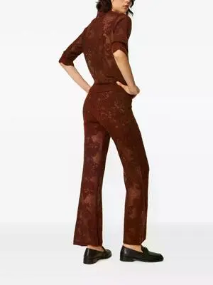 TWINSET Jacquard Alpaca Blend Knit Trousers With Lace Detailing