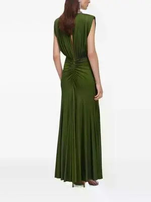 SELF-PORTRAIT Olive Jersey Gathered Maxi Dress