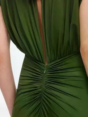 SELF-PORTRAIT Olive Jersey Gathered Maxi Dress