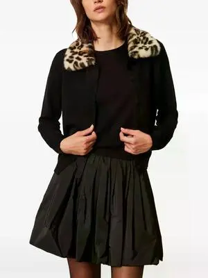 TWINSET Jacket With Faux Fur And Knit Collar