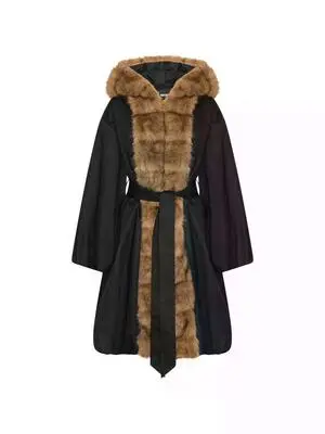 ROTATE BY BIRGER CHRISTENSEN Faux-fur Collar Coat - Black