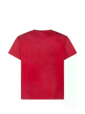 FOUND Giraffe-embroidered Cotton T-shirt - Red