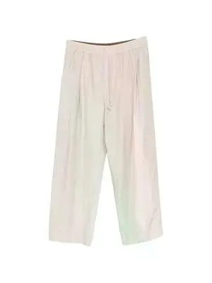 ZIGGY CHEN Thin-stripe Drawstring Trousers - Neutrals
