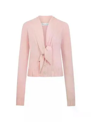 Oscar De La Renta Tied-neck Wool Cardigan - Pink