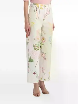 Oscar De La Renta Botanical Print Straight-leg Jeans