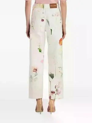 Oscar De La Renta Botanical Print Straight-leg Jeans