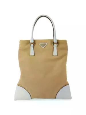 Prada Triangle-logo Tote Bag - Neutrals
