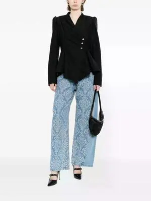 FETICO Damask Print Wide-leg Jeans