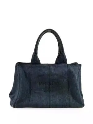 Prada Denim Logo-print Tote Bag - Blue