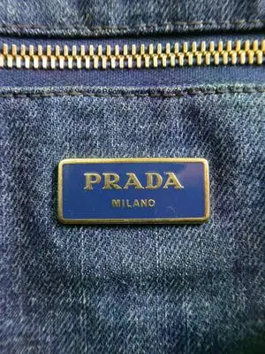 Prada Denim Logo Tote Bag