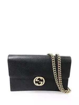 Gucci Gg Interlocking Chain Shoulder Bag - Black