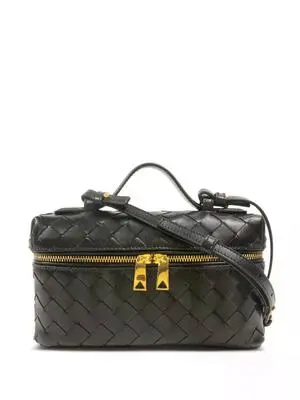 Bottega Veneta Leather Intrecciato Shoulder Bag - Black