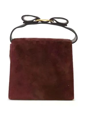 FERRAGAMO Suede Bow Detail Shoulder Bag