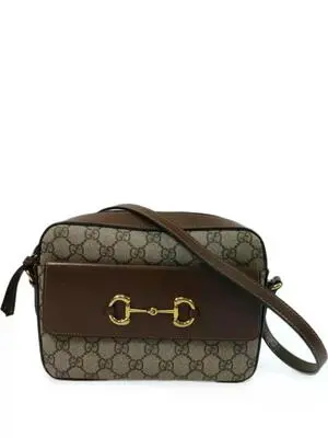 Gucci Small Horsebit 1955 Gg Supreme Shoulder Bag - Brown