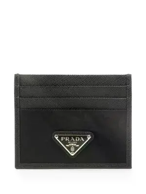 Prada Re-nylon Saffiano Leather Card Holder - Black