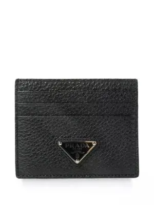 Prada Logo-plaque Leather Card Holder - Black